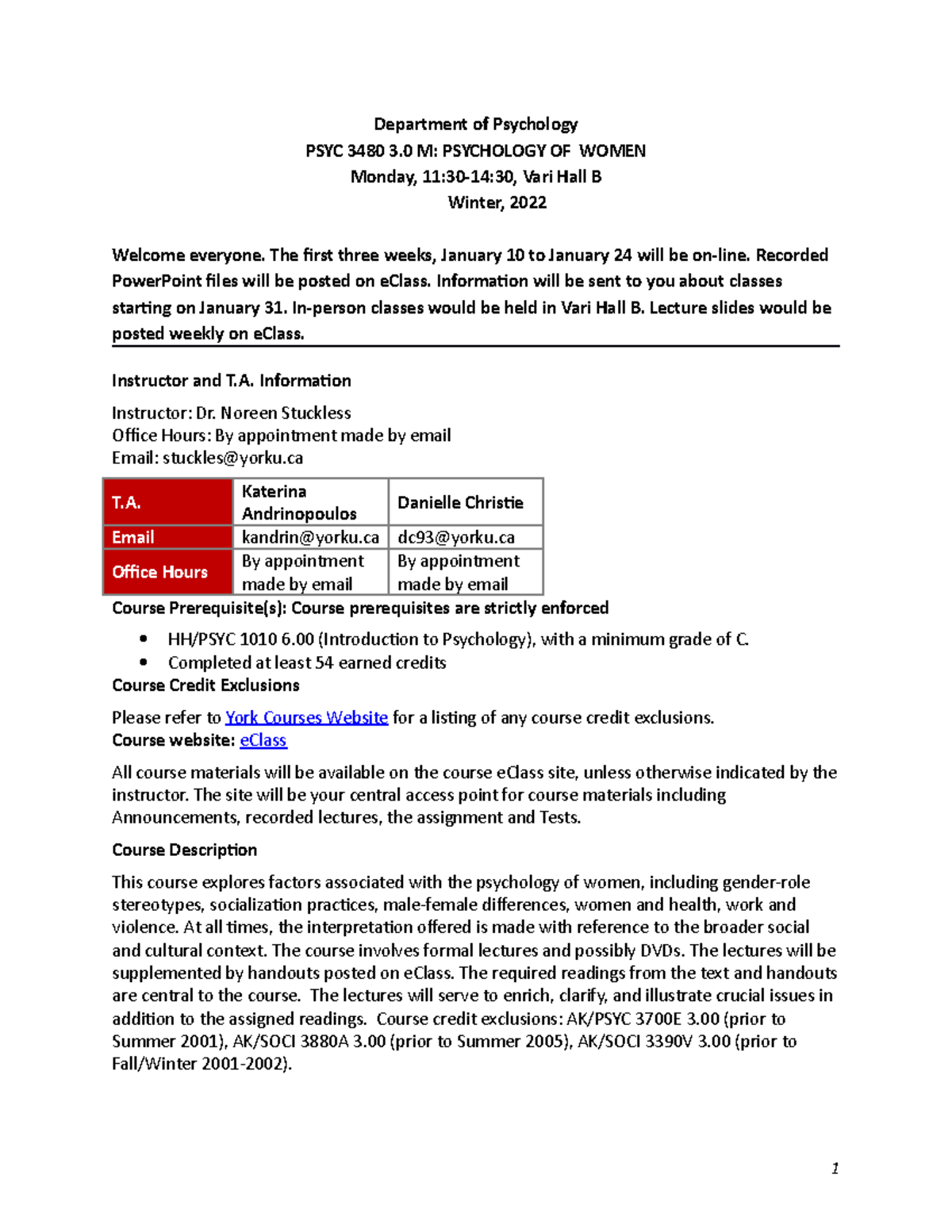 PSYC3480M 3.0 2022Course Outline - Department of Psychology PSYC 3480 3 ...