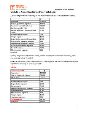 M1 Template and demonstration example - Accounting for Tax: Module 1 ...