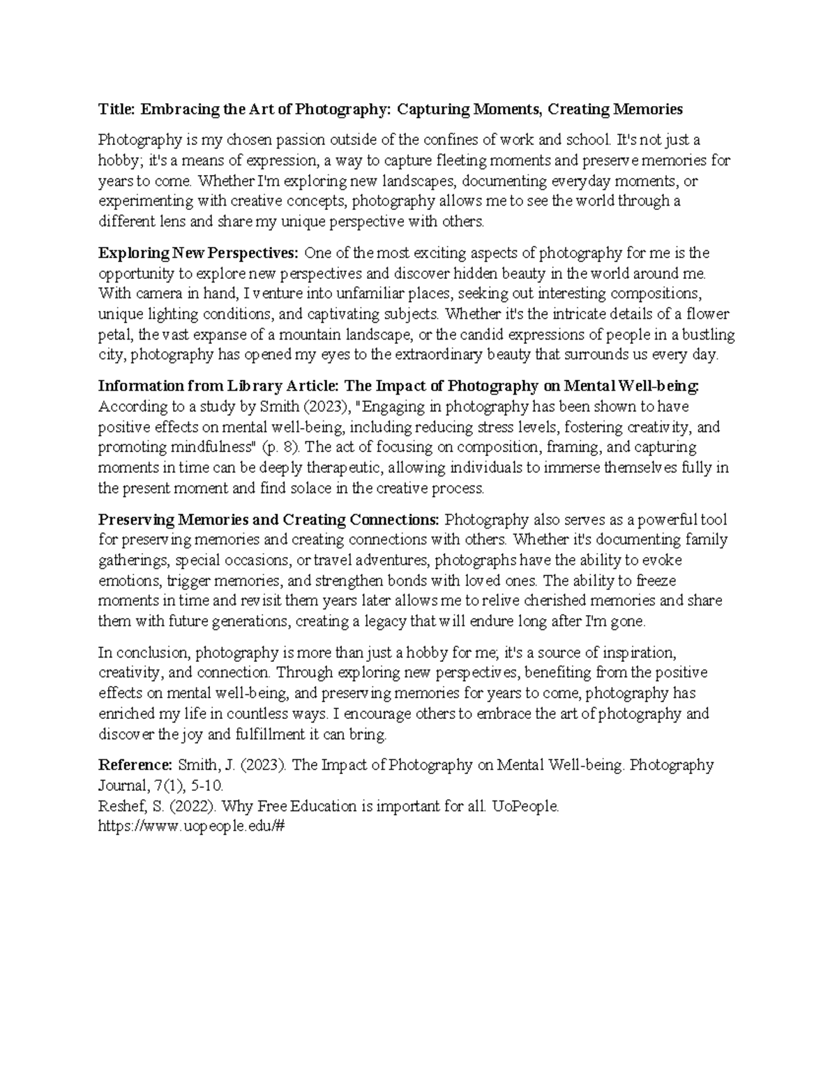 Learning Journal Unit 6 - Title: Embracing the Art of Photography ...