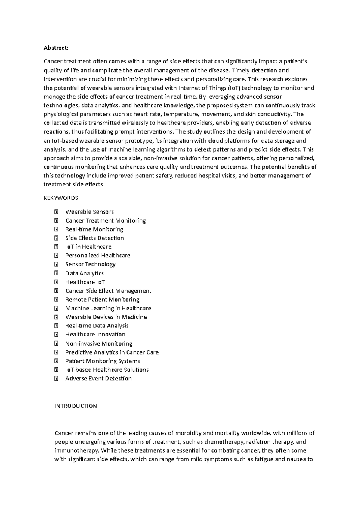 Research paper - MMMM - Abstract: Cancer treatment often comes with a ...