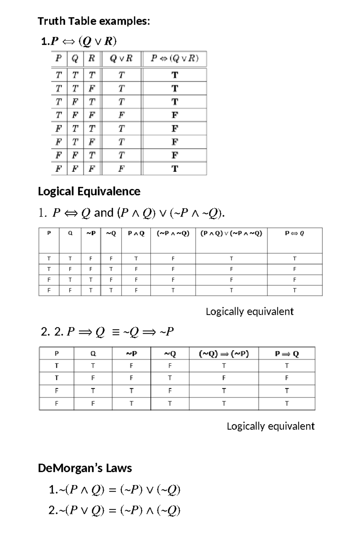 Truth Table Examples Mathematics In The Modern World Truth Table