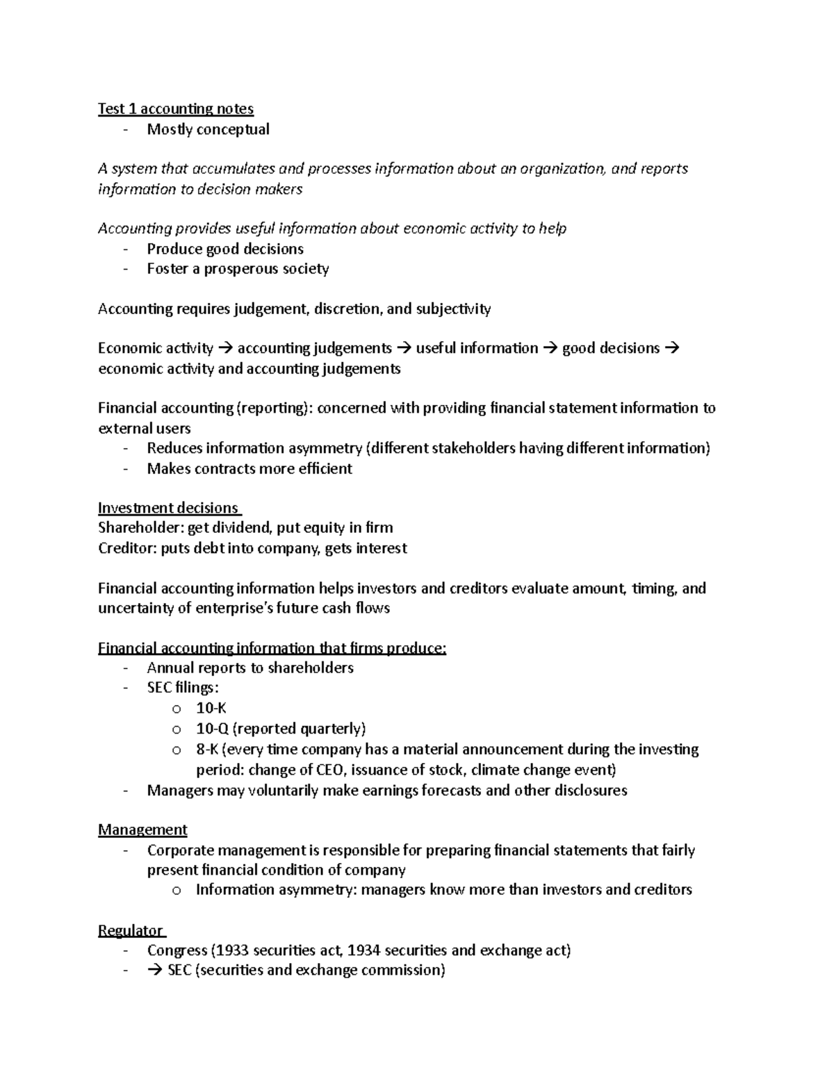 Test 1 accounting - Jonathan Jona notes for test 1 - Test 1 accounting ...