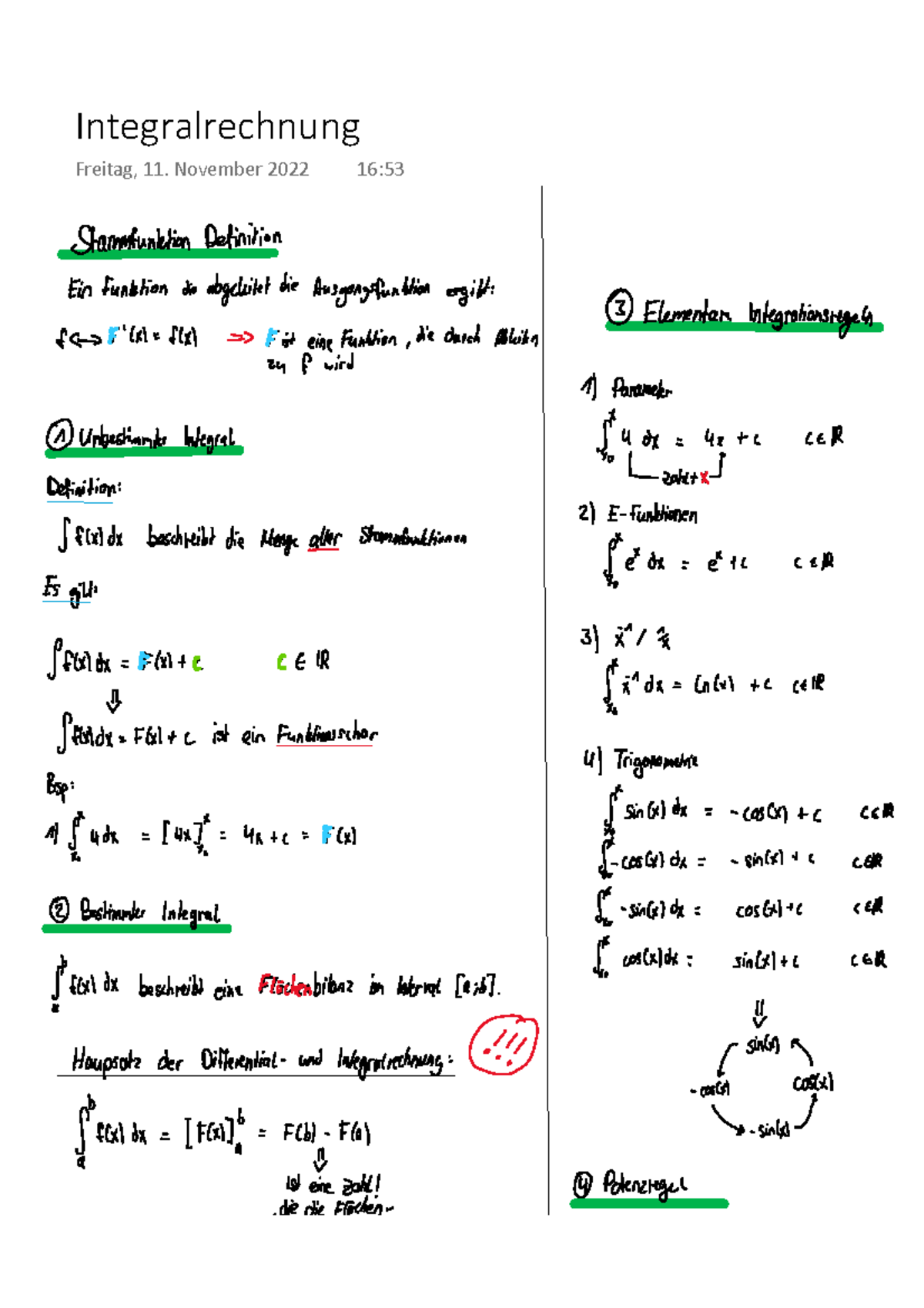 Integralrechnung - Skript - Mathematik - Integralrechnung Freitag, 11 ...