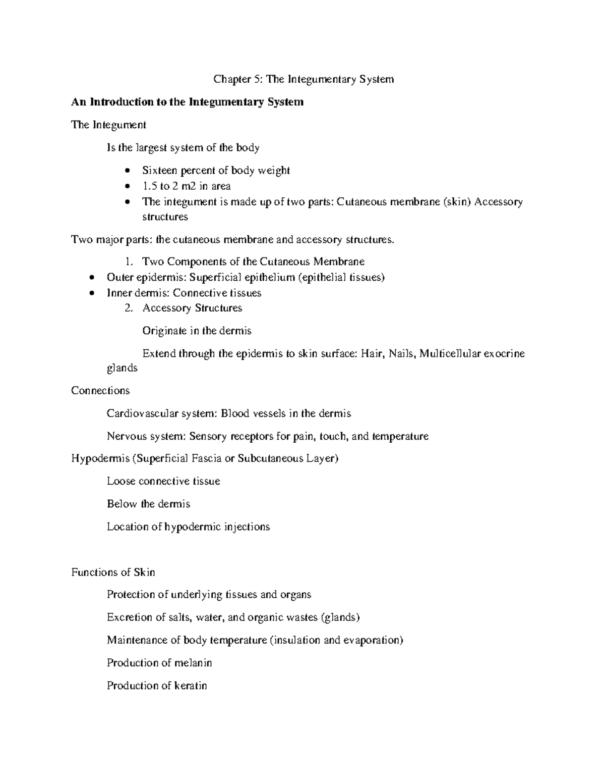 Chap 5 - anatomy and physiology - Chapter 5: The Integumentary System ...