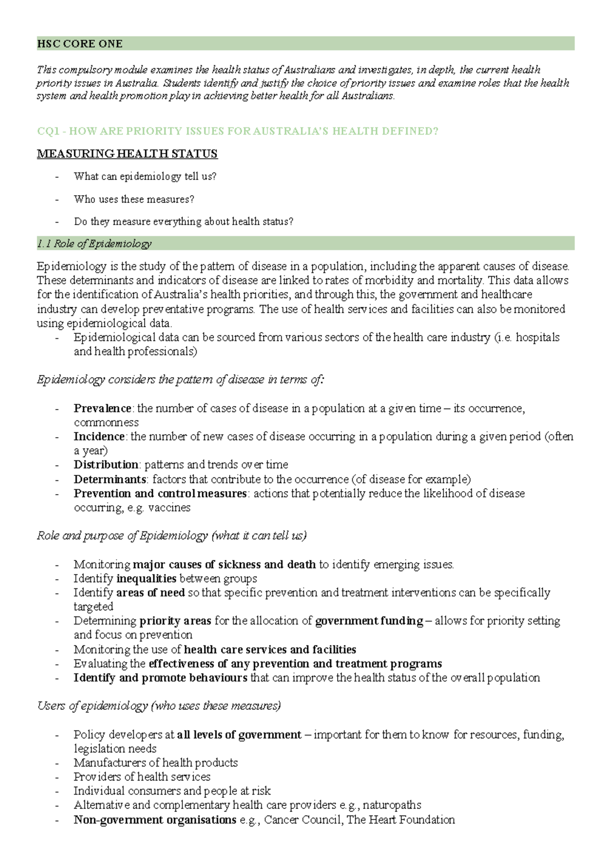 HSC CORE ONE - HSC core one notes - Studocu