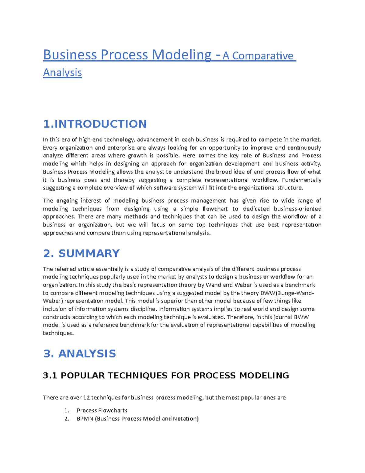 Business Process Modeling assignment - Business Process Modeling - A ...