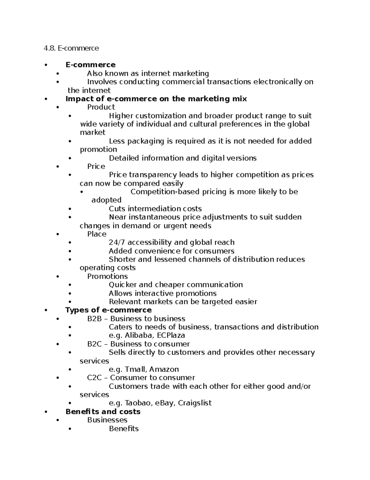 48 E Commerce Business Management Notes 4 E Commerce E Commerce Also Known As Internet