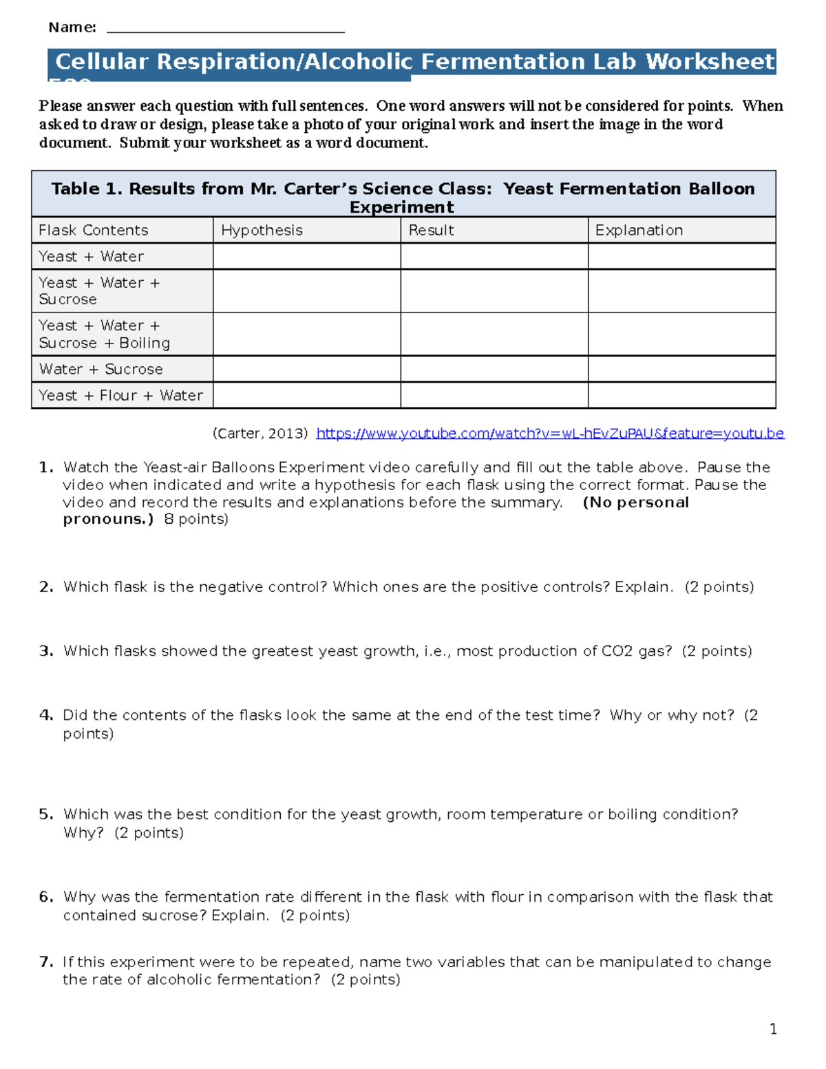 Yeast Fermentation Lab Temperature