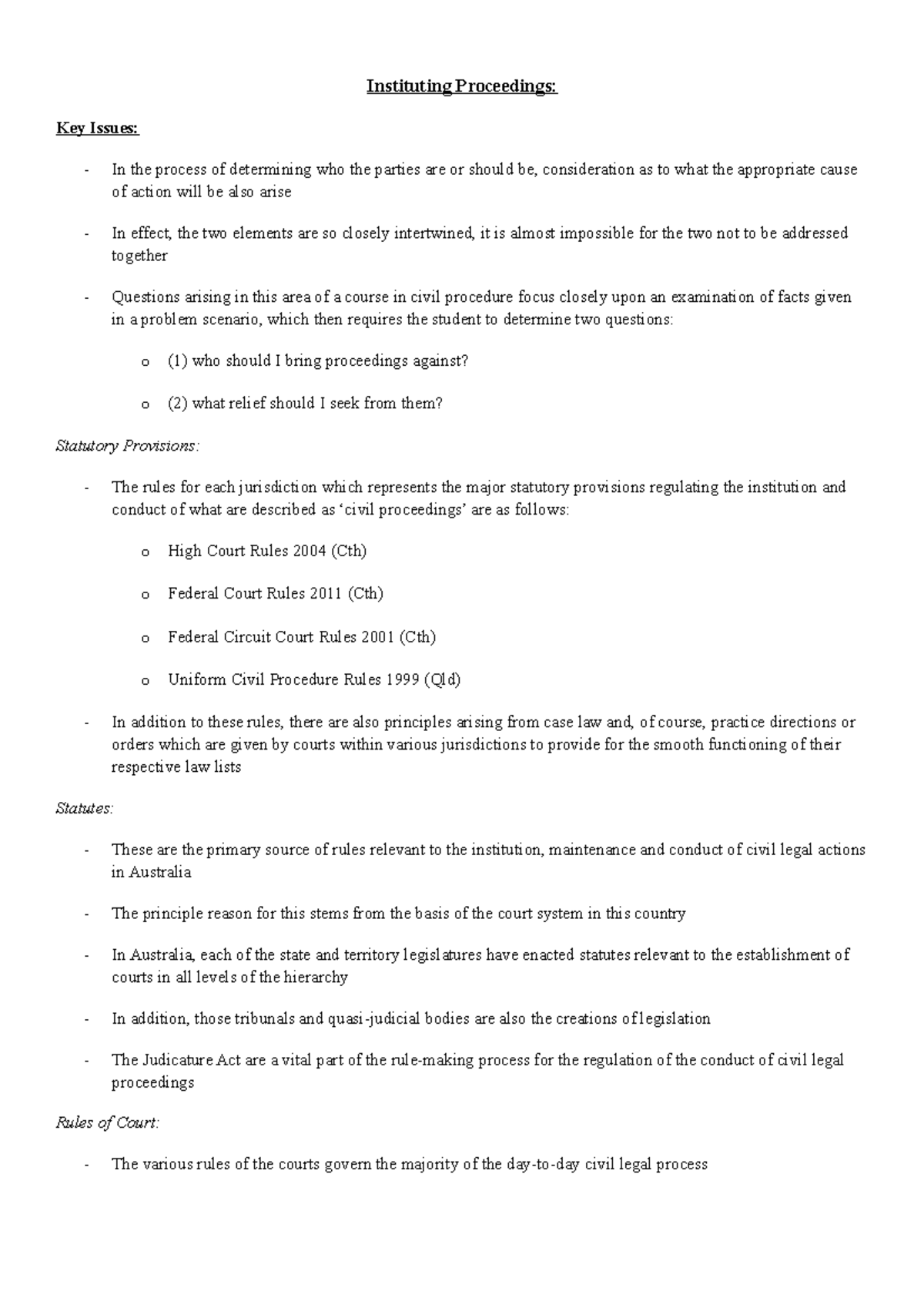 Instituting Proceedings - While these texts do not form part of the ...