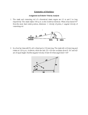 Relative velocity solutions kinematics of machine - Studocu