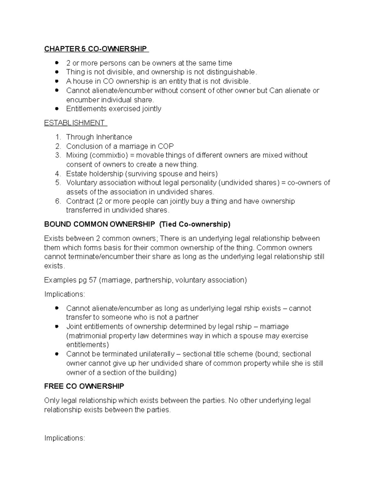 Chapter 5 CO- Ownership - CHAPTER 5 CO-OWNERSHIP 2 or more persons can ...