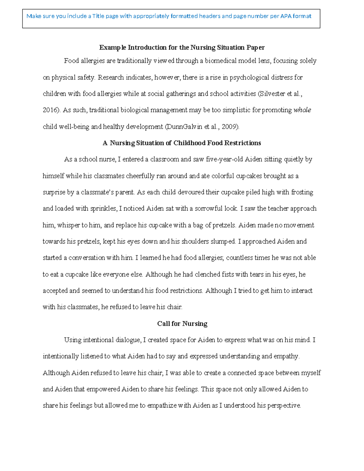 Example+of+a+Nursing+Situation+Assignment - Example Introduction for ...