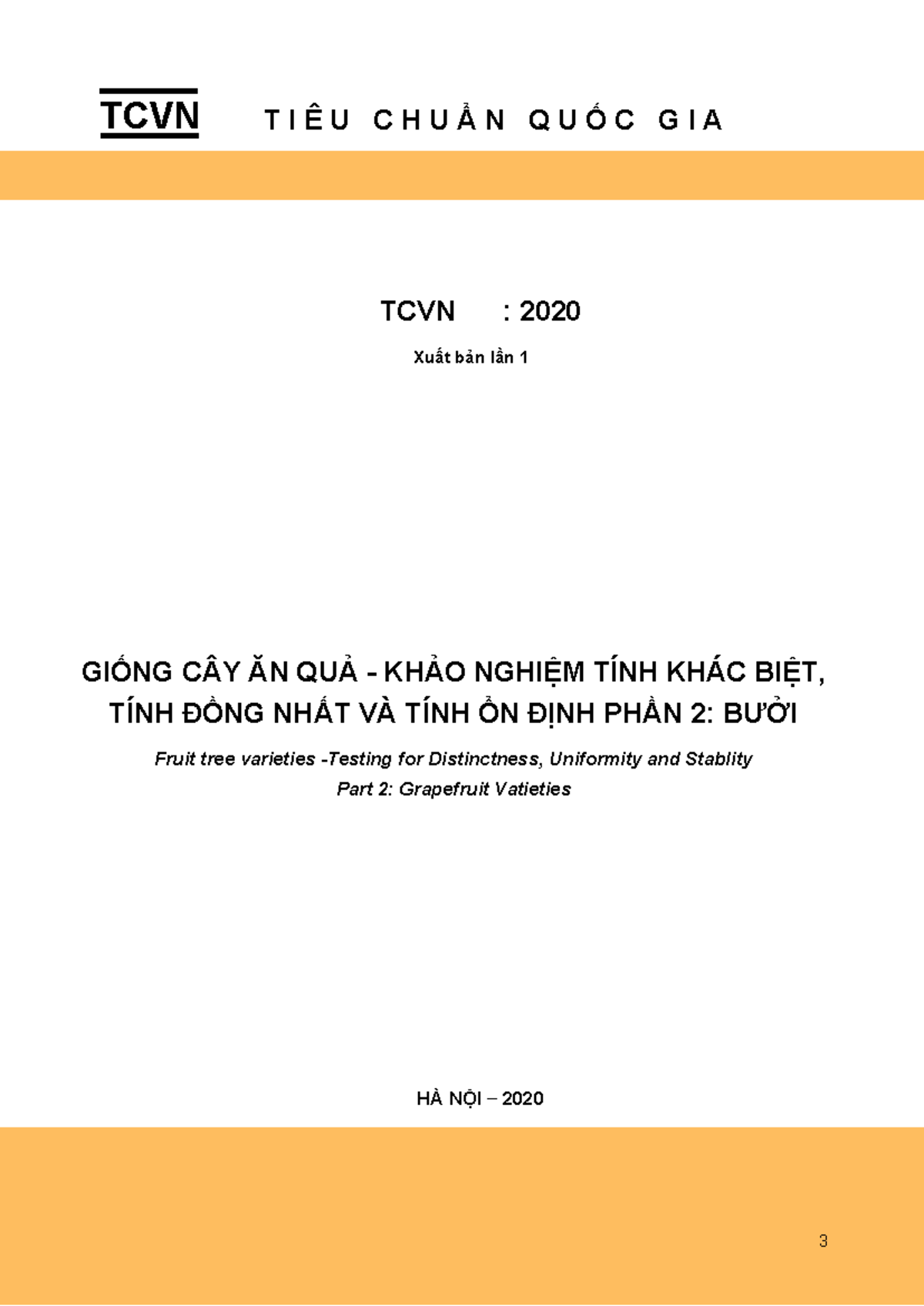 DT TCVN DUS BUOI 300720 - TCVN T I Ê U C H U Ẩ N Q U Ố C G I A TCVN : 2020 Xuất bản lần 1 GIỐNG ...