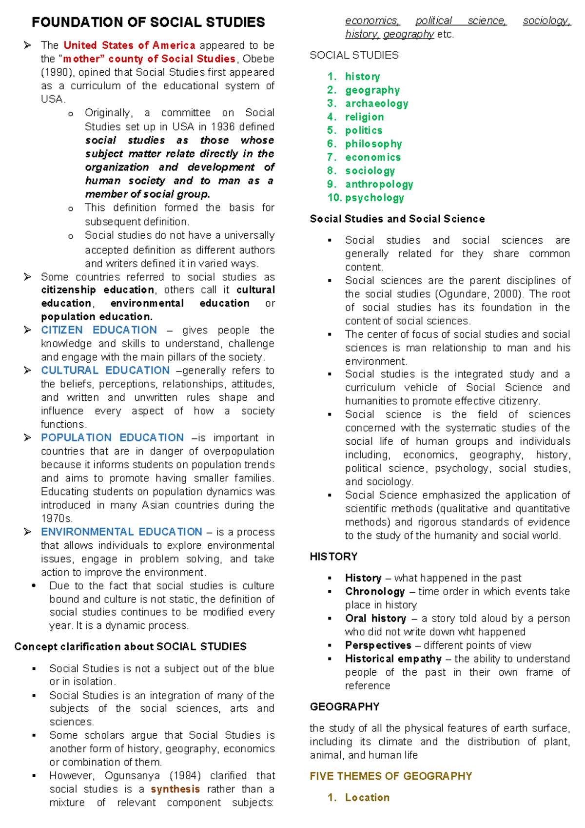 Foundation OF Social Studies - FOUNDATION OF SOCIAL STUDIES The United ...