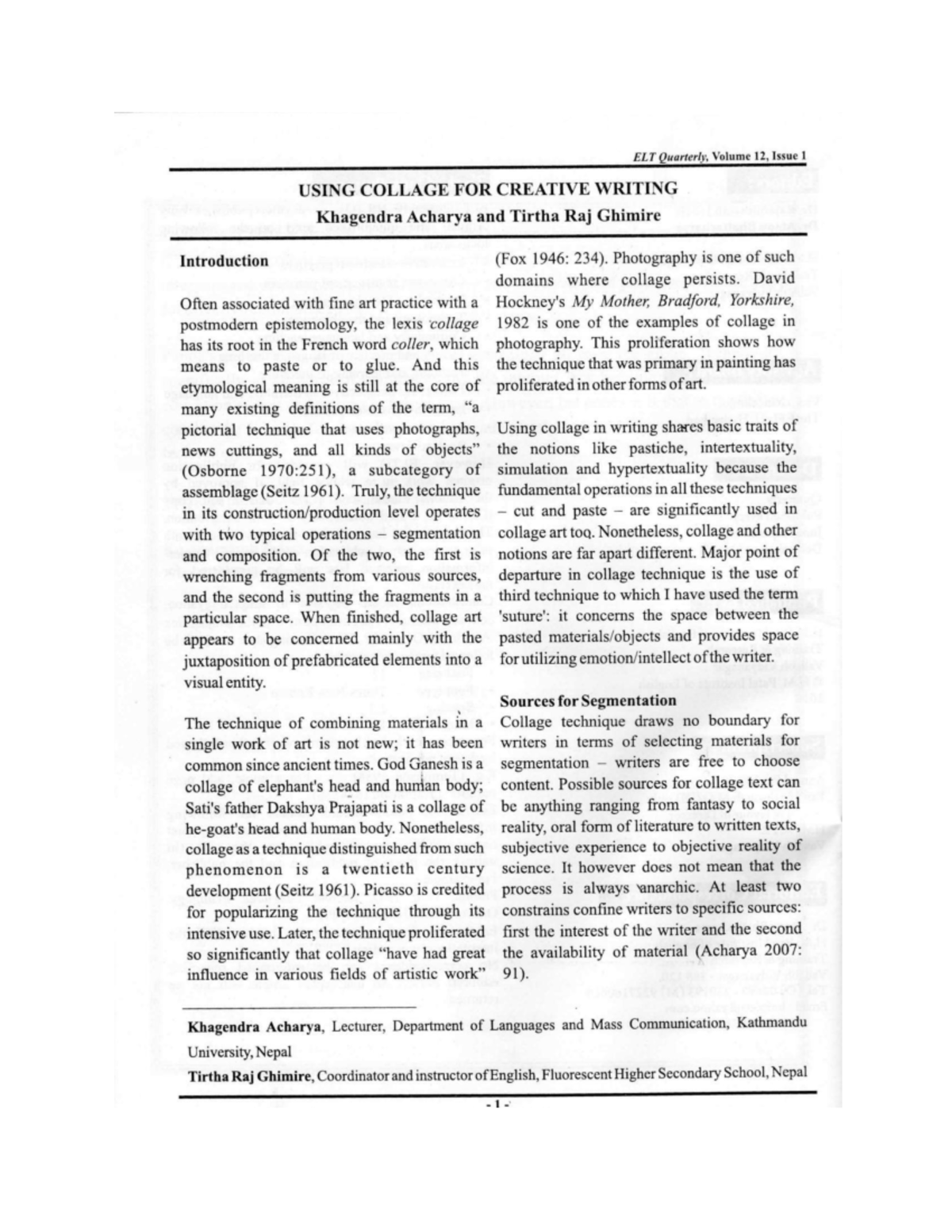 Using Collage For Creative Writing - AED 48.03 - Studocu