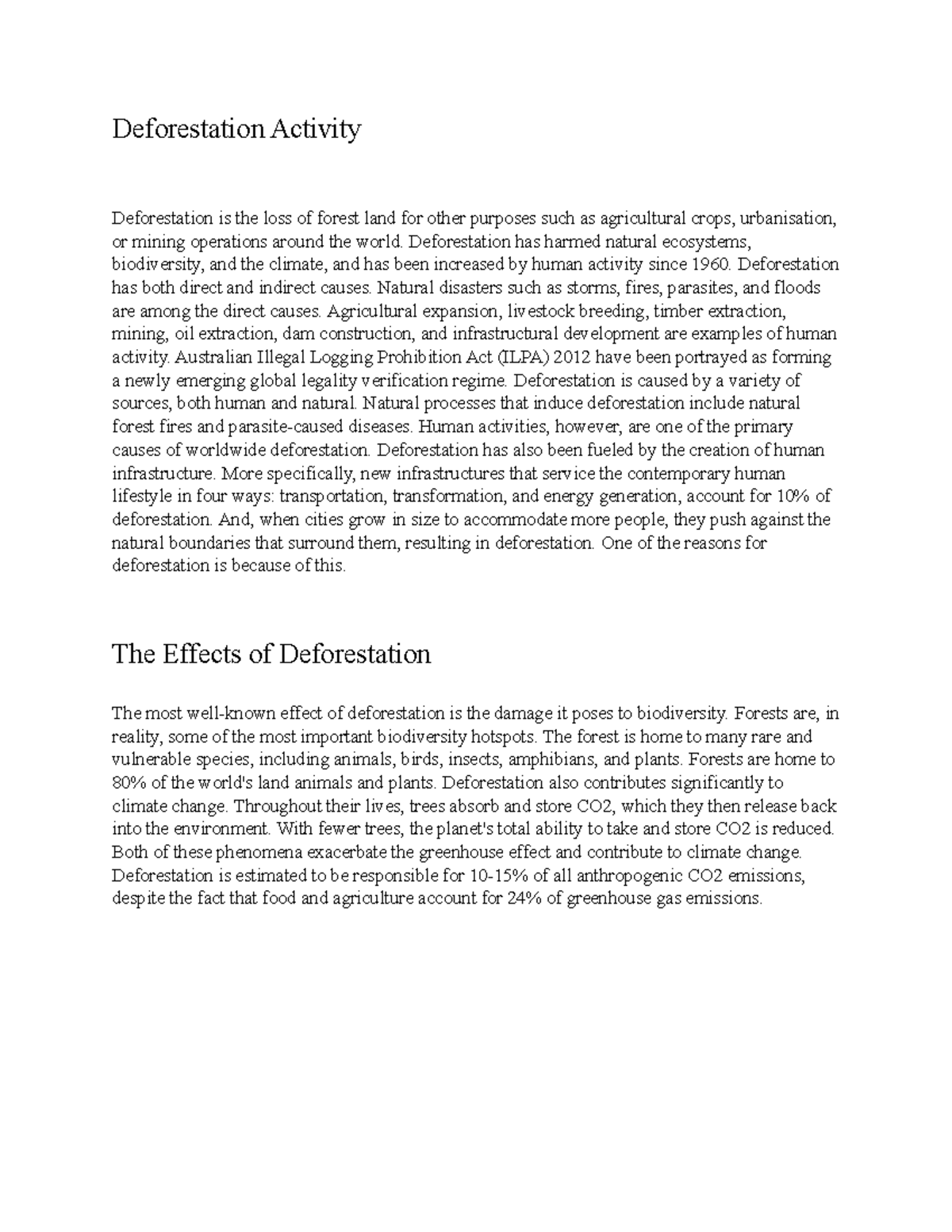 Deforestation Activity - Biology - UiTM - Studocu