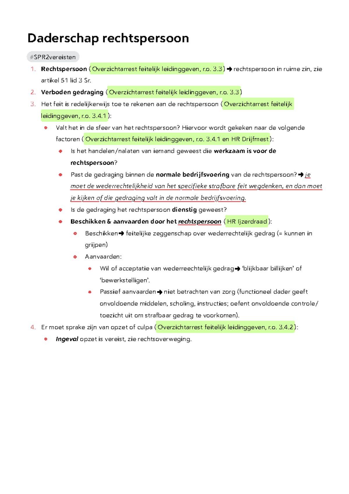 Daderschap rechtspersoon - Daderschap rechtspersoon #SPR2vereisten 1 ...
