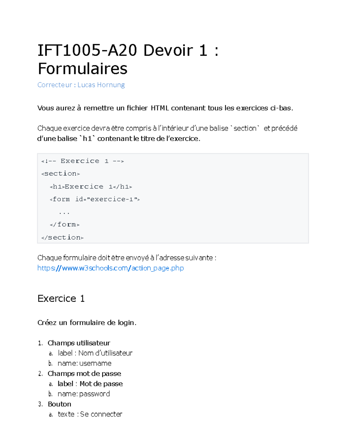 Devoir 1 Formulaires - regarder - Exercice 1 - Studocu