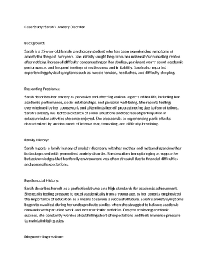 Case Study anxiety - Case Study: Sarah's Struggle with Anxiety ...