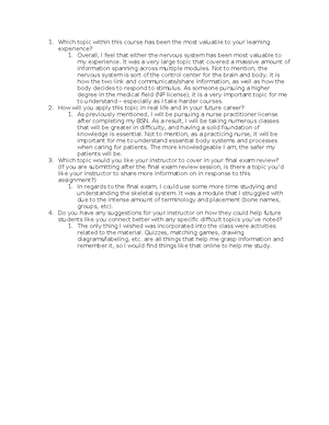 A&PII Reflecion 9 - Module Reflection Assignment - Explain the anatomical concepts associated ...