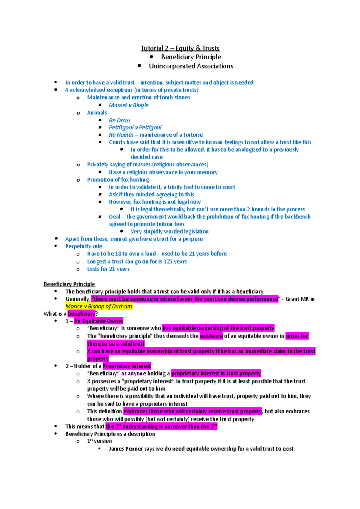Tutorial 2 Activity - Tutorial 2 – Equity & Trusts Beneficiary ...