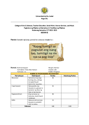 Pagbuo ng Salawikain, Bugtong at Kuwentong Pambata - Panuto: 1. Bumuo ...