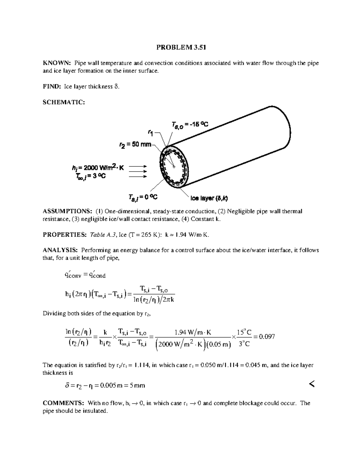 Chapter 3 Probs 51-100 - Practice Problem Solutions - KNOWN: Pipe wall temperature and ...