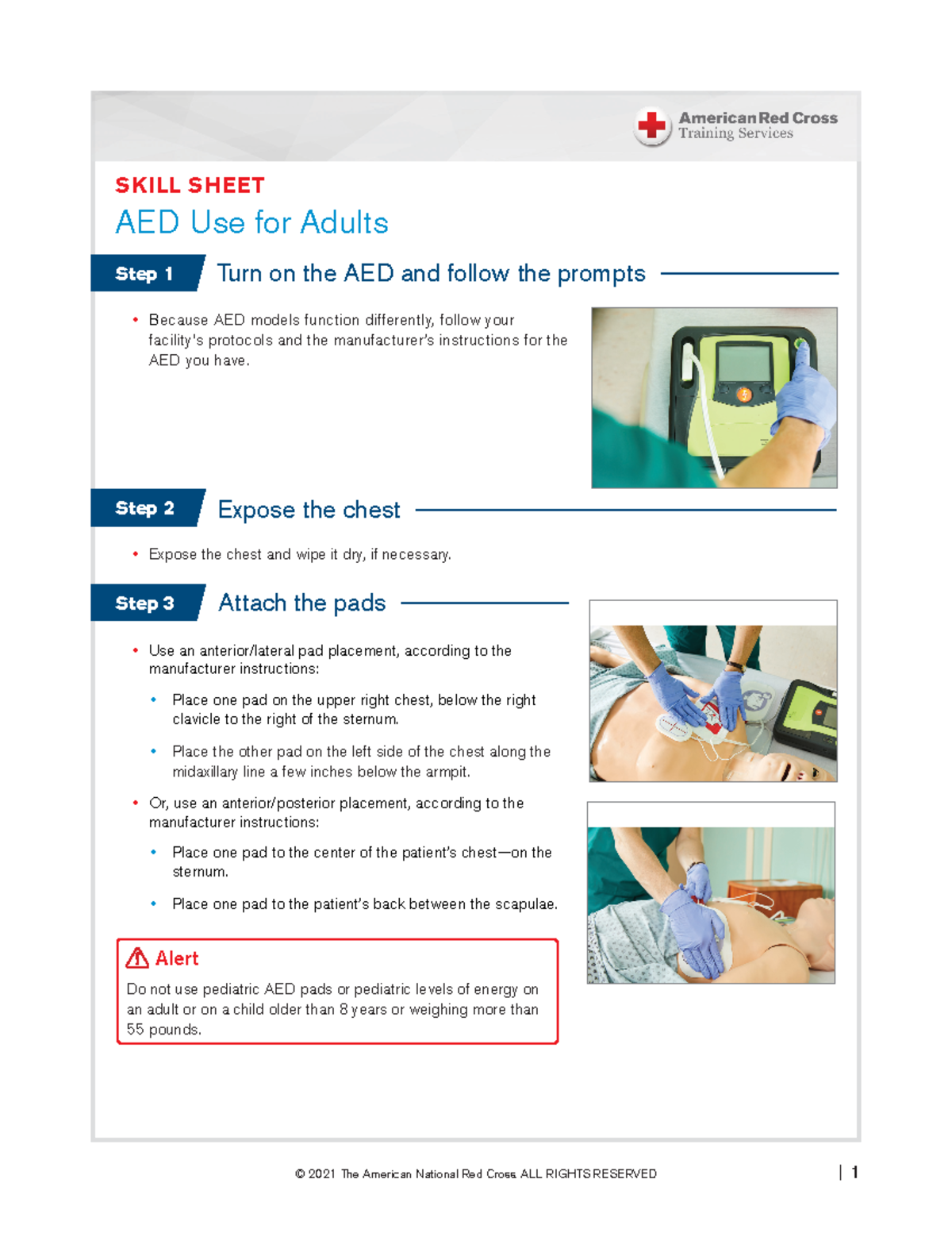 SS AED Use for Adults - bdhbhfd - © 2021 The American National Red ...