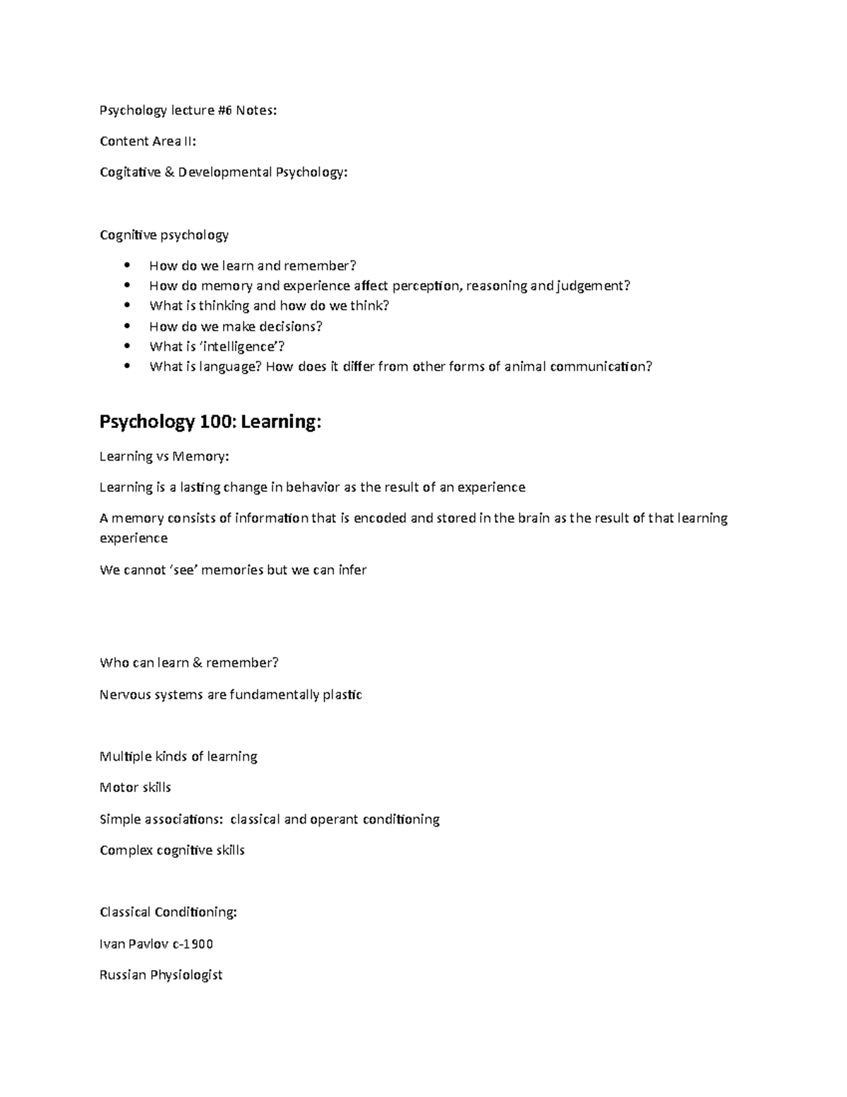 Psychology lecture 6 - .. Time required to escape (seconds) The ...