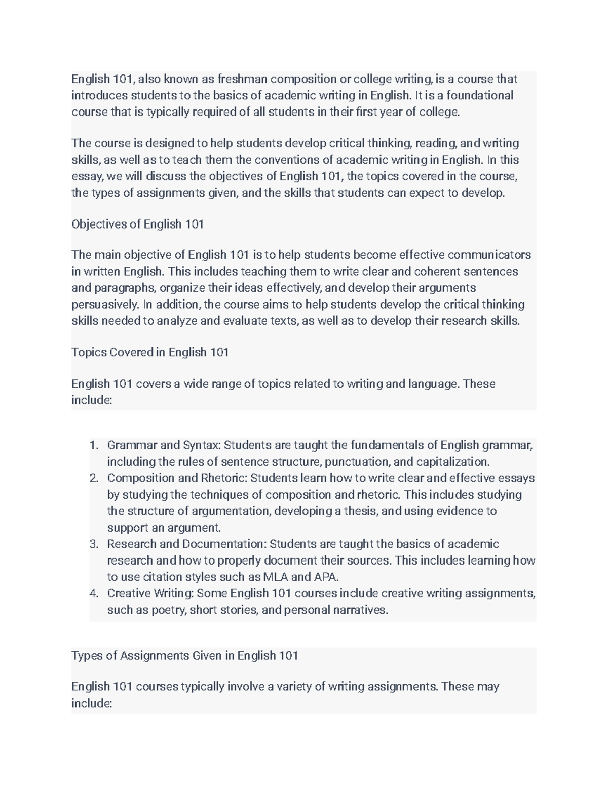 Composition I Chapter 1-3 - English 101, also known as freshman ...