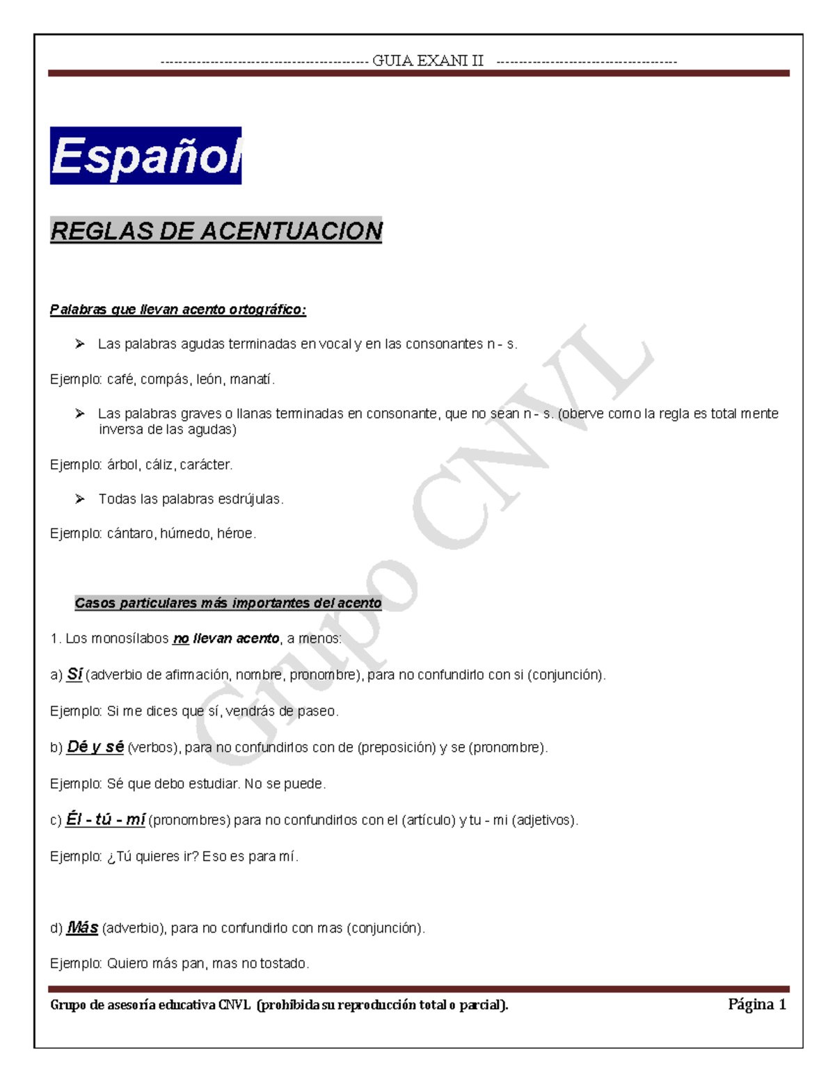 1. GUIA Practica Exani II - 10 (espanol) - Español REGLAS DE ...