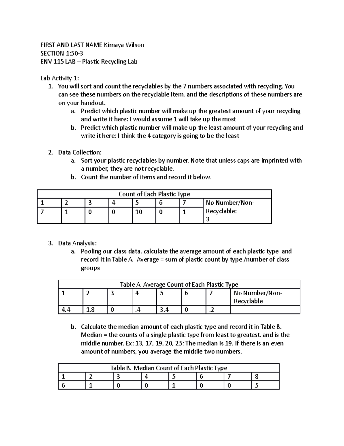 UTF-8''Plastic%20Lab%20Activity - FIRST AND LAST NAME Kimaya Wilson ...