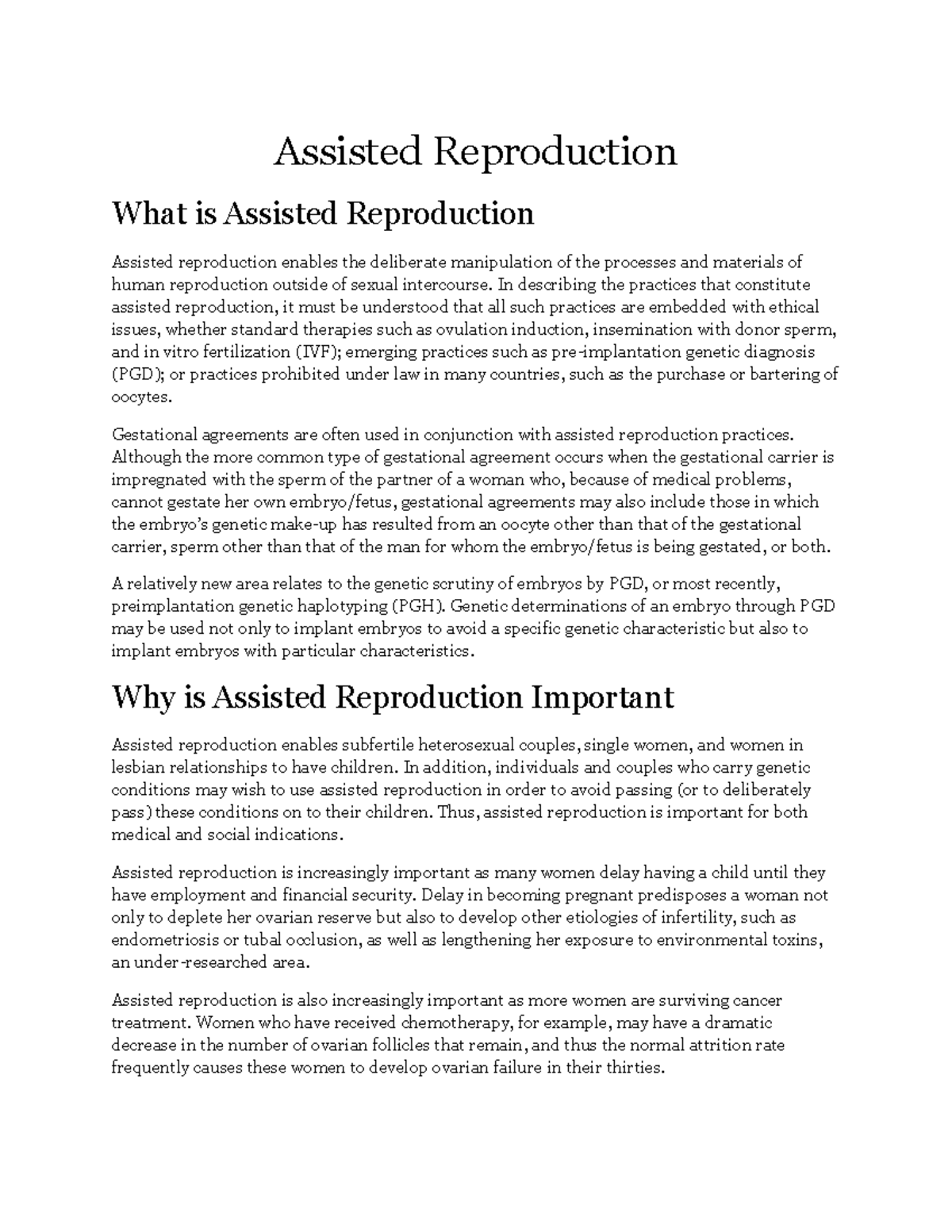 Assisted Reproduction - Assisted Reproduction What is Assisted ...
