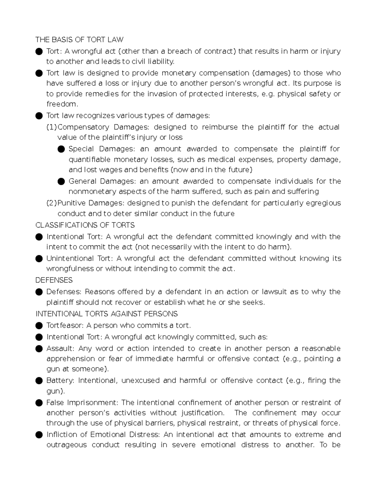 Chapter 4 Outline - The Basis of Tort Law Instructor: Thomas Tebeau III ...