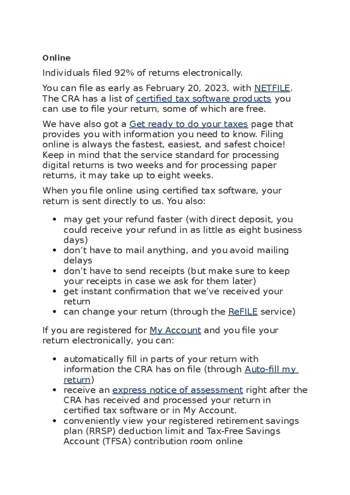Advanced 20 - Accounts - Online Individuals filed 92% of returns ...