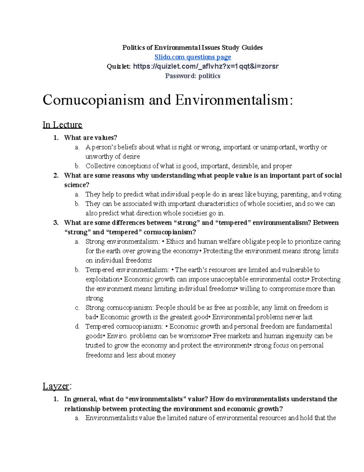 Copy of Politics of Environmental Issues Study Guides - Politics of ...