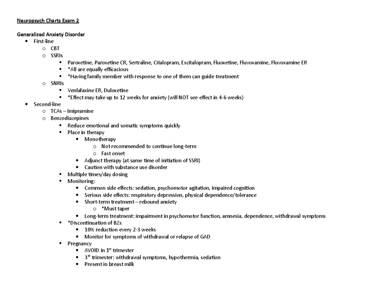 Neuropsych Charts Exam 2 - Studocu