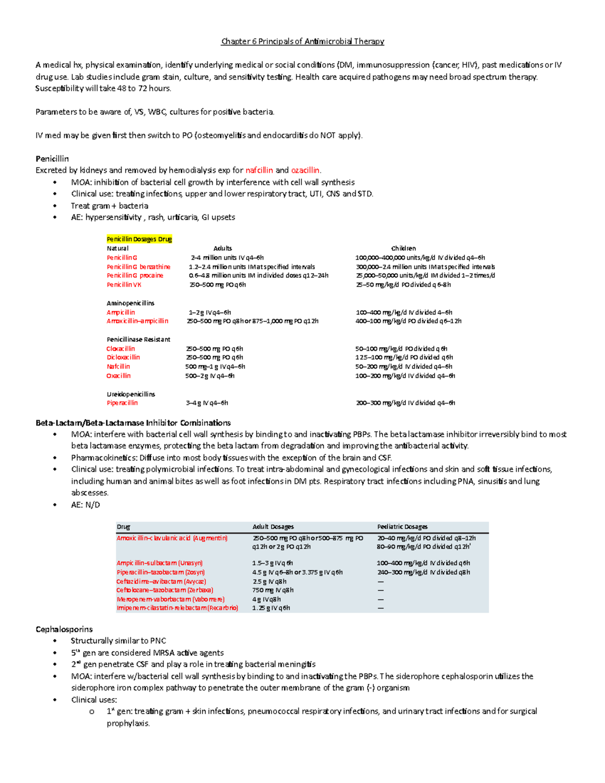 Chapter 6 Principals of Antimicrobial Therapy - Lab studies include ...