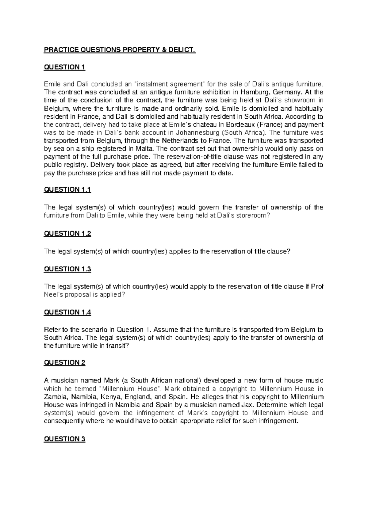 Property Delict - Practice Questions 2024 - PRACTICE QUESTIONS PROPERTY ...