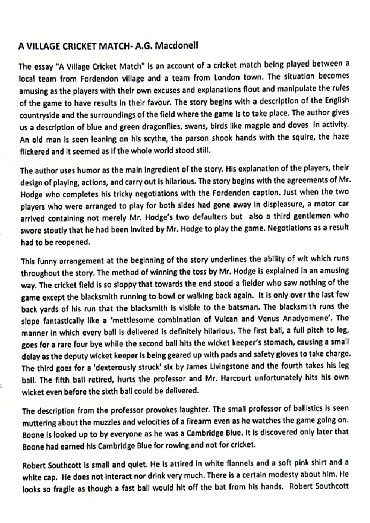 A village cricket match - Practicum - 2 - Studocu