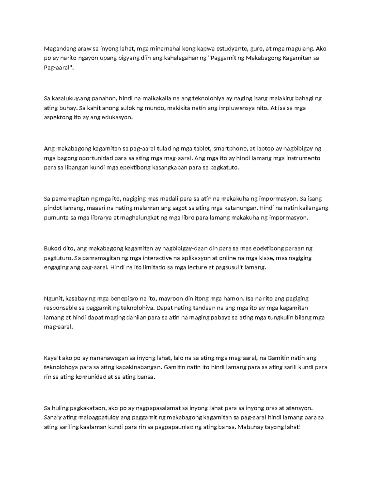 Speech tungkol sa klima-WPS Office - Magandang araw sa inyong lahat ...