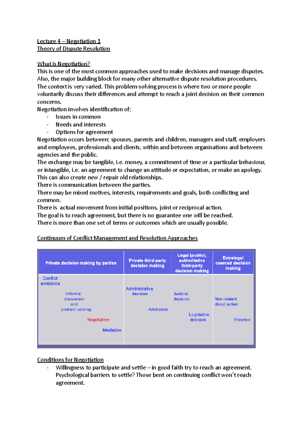 Lecture 4 - Negotiation 1 - Lecture 4 – Negotiation 1 Theory of Dispute ...