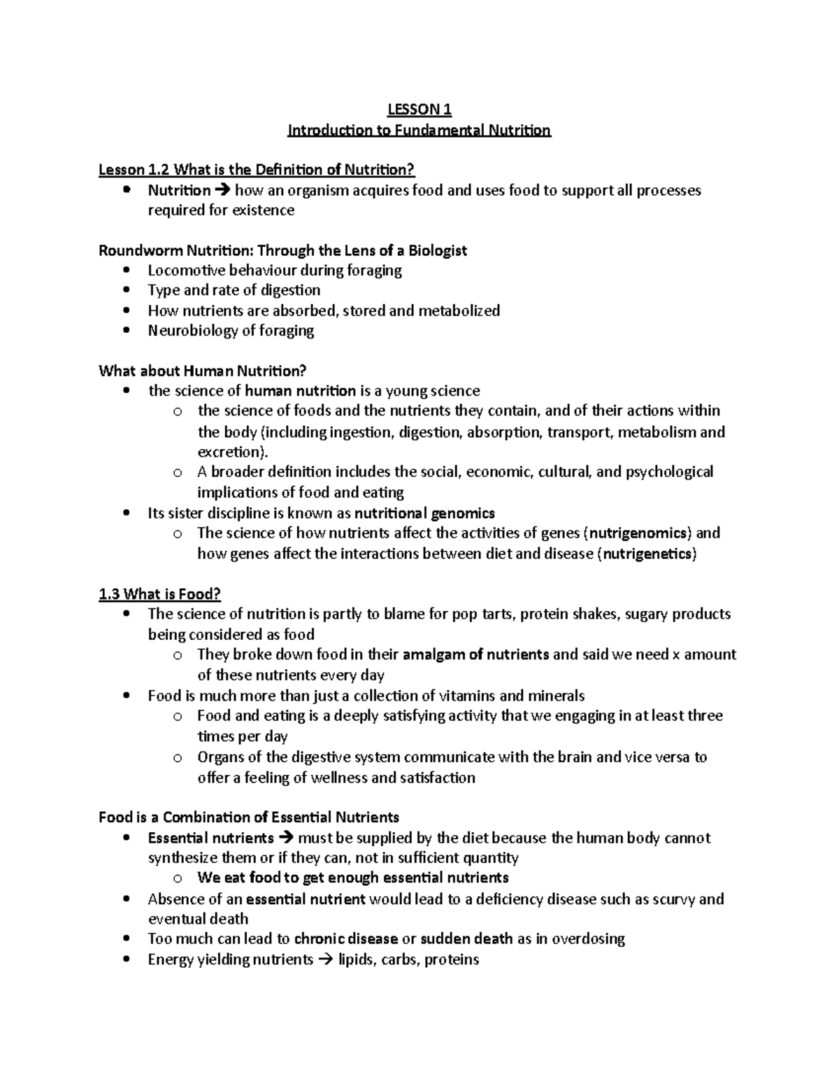 Lesson 1 Intro to fundamental nutrition - LESSON 1 Introduction to ...