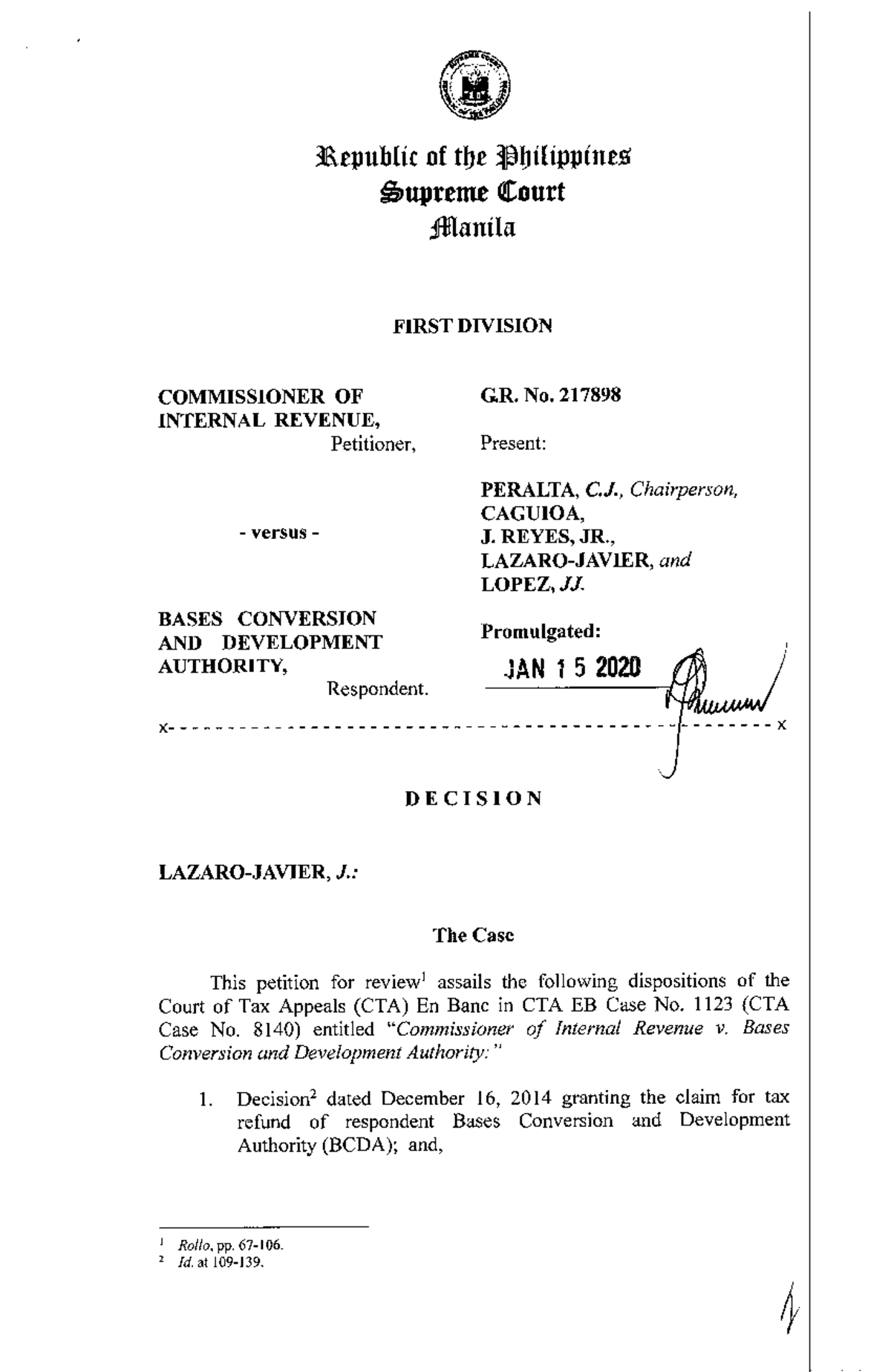 CIR vs BCDA - CIR vs BCDA Case digest - 3aepublic of tbe !)bilippines ...