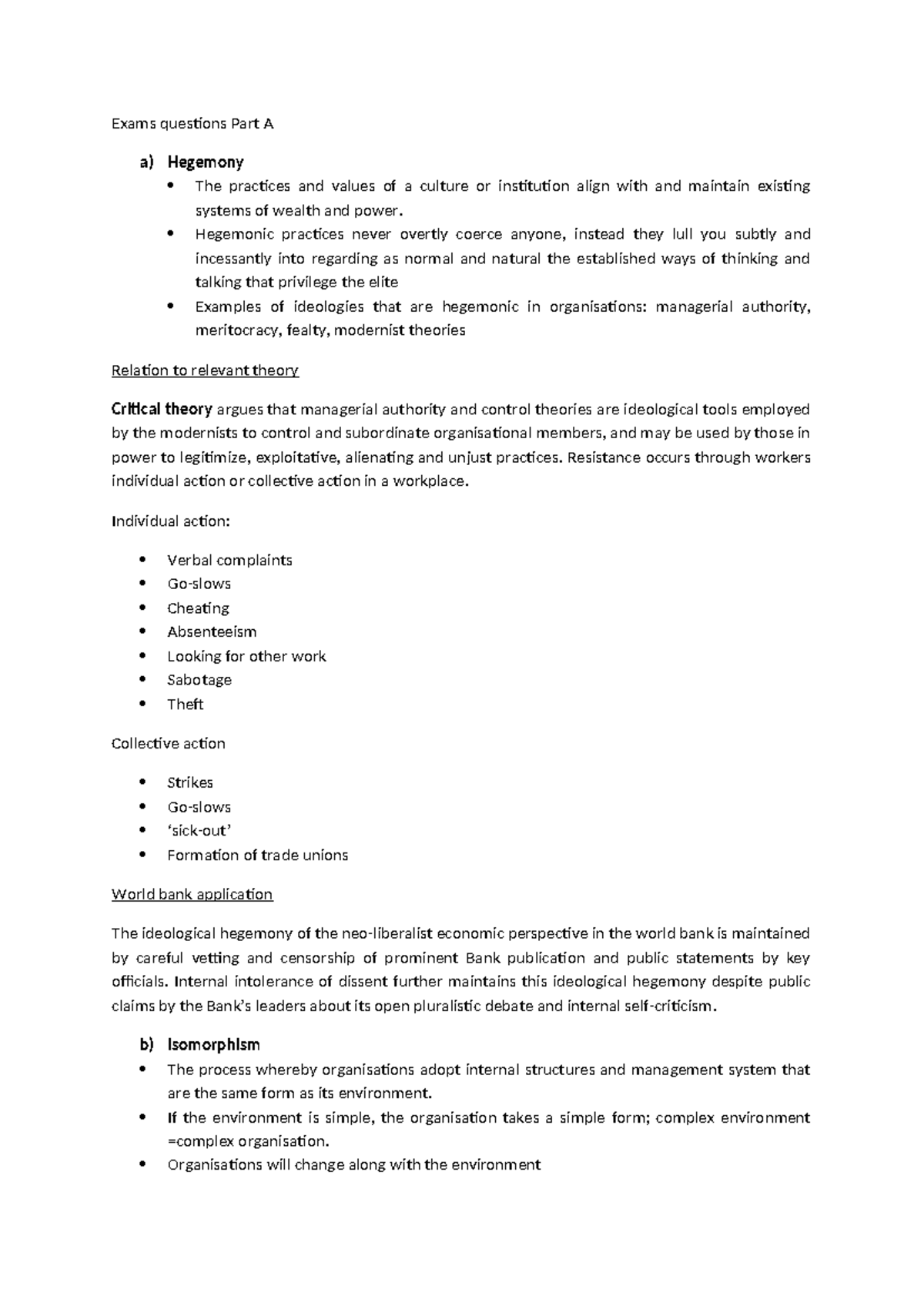 PART A Answers- Final as of 30th April - Exams questions Part A a ...