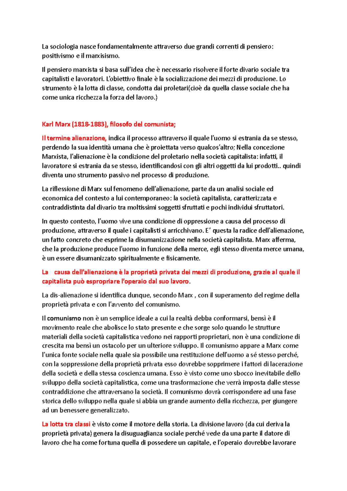 Alienazione marx - La sociologia nasce fondamentalmente attraverso due ...