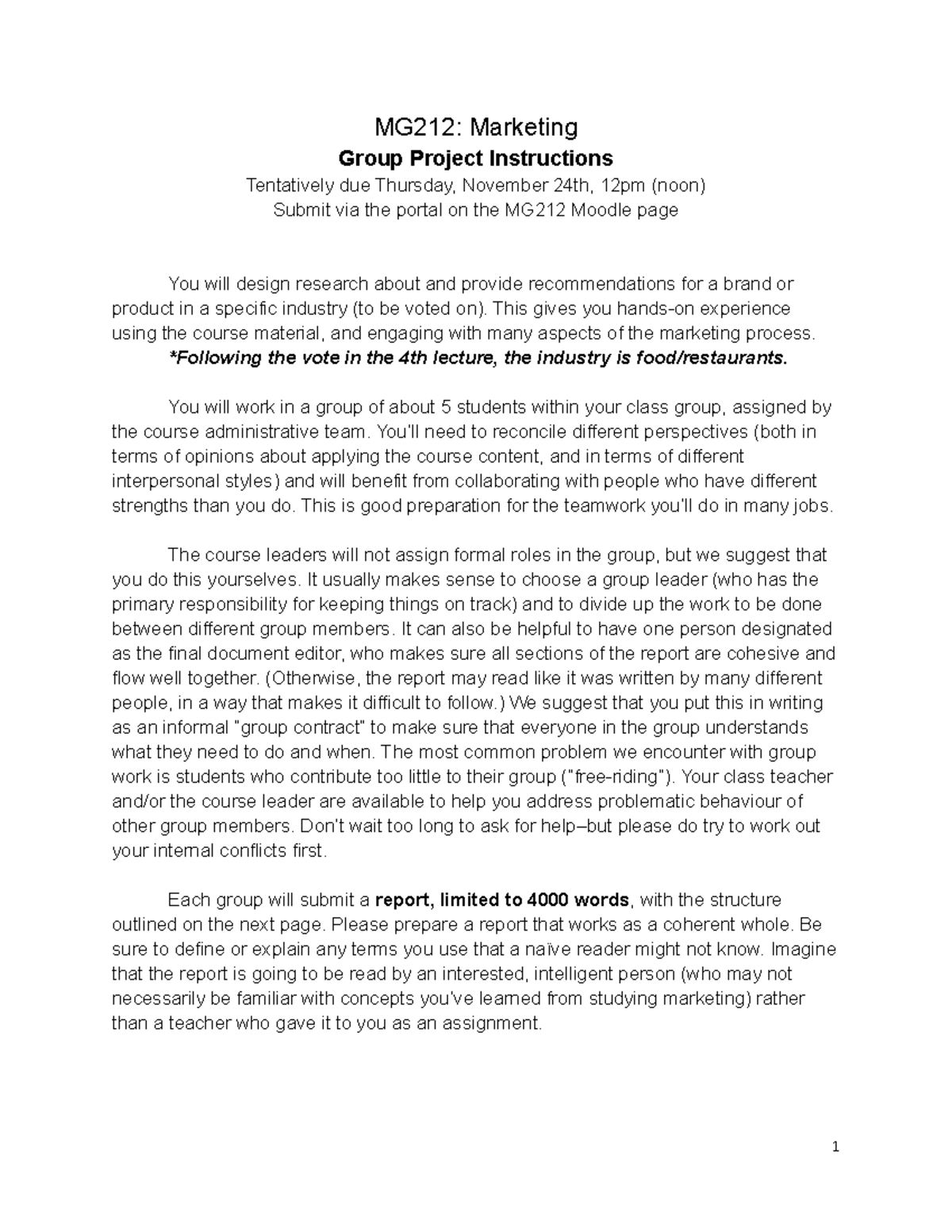 MG212 Group project 2022 4 - MG212: Marketing Group Project ...