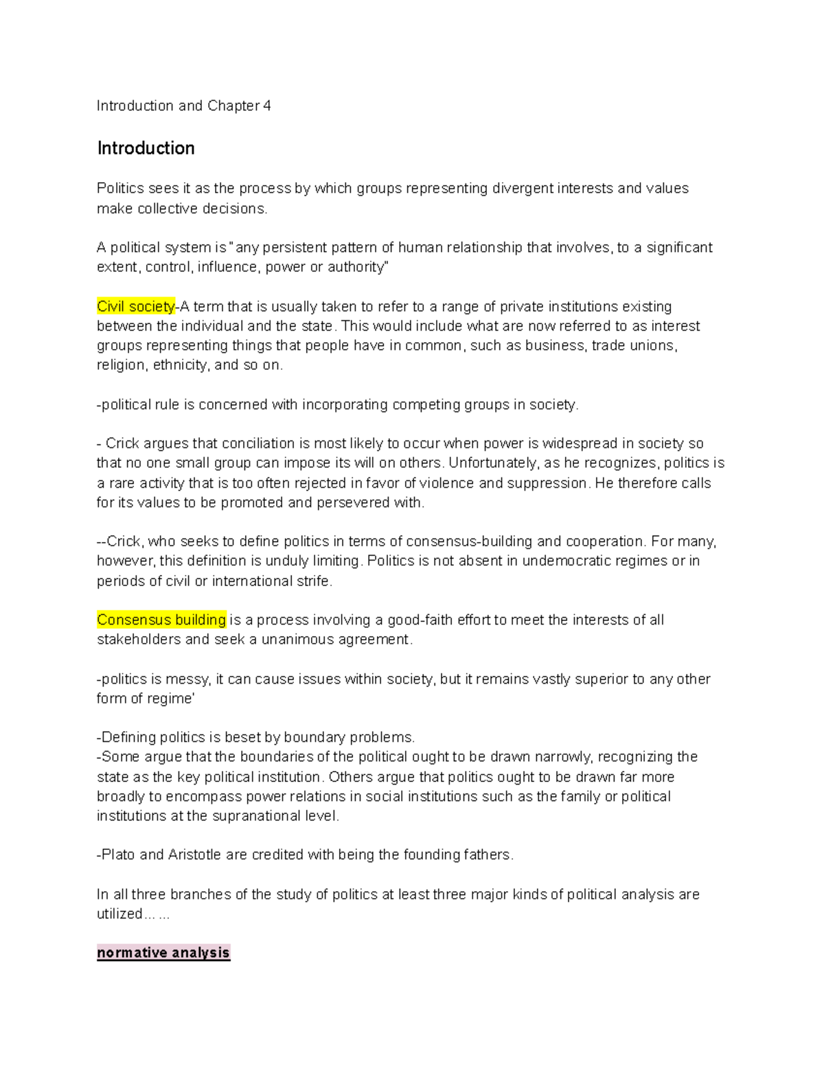 PO 101 chapter 1,4, notes - Introduction and Chapter 4 Introduction ...