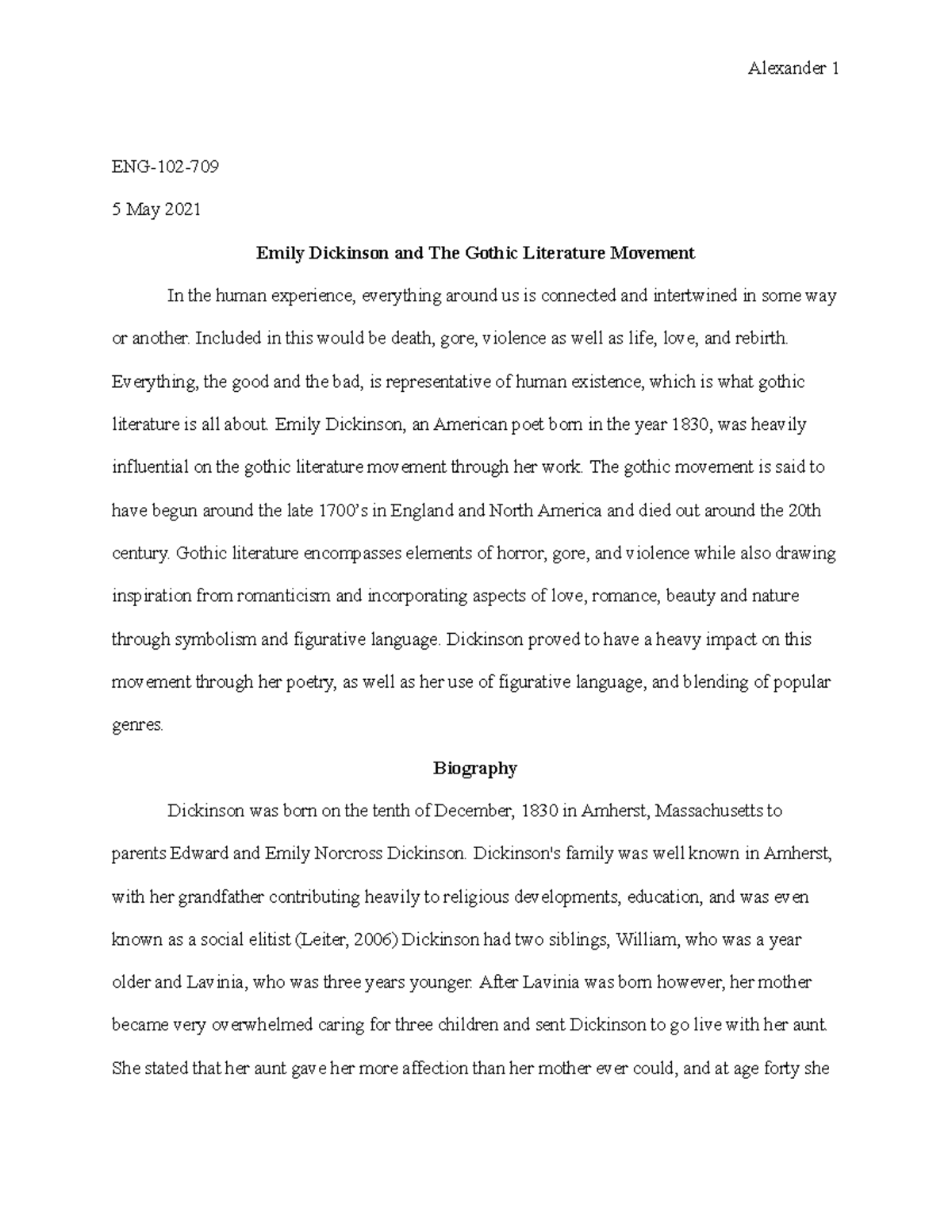 Gothic Literature - Included in this would be death, gore, violence as ...