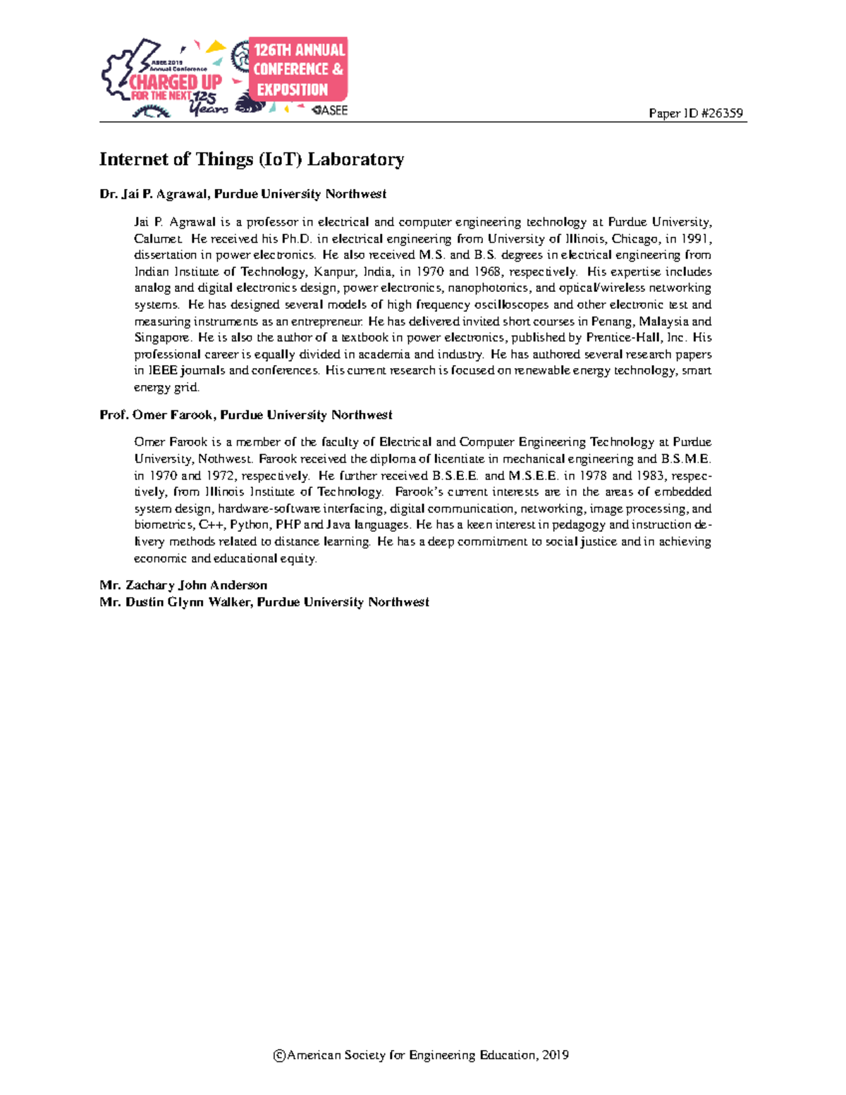 Internet of things iot laboratory - Paper ID # Internet of Things (IoT ...